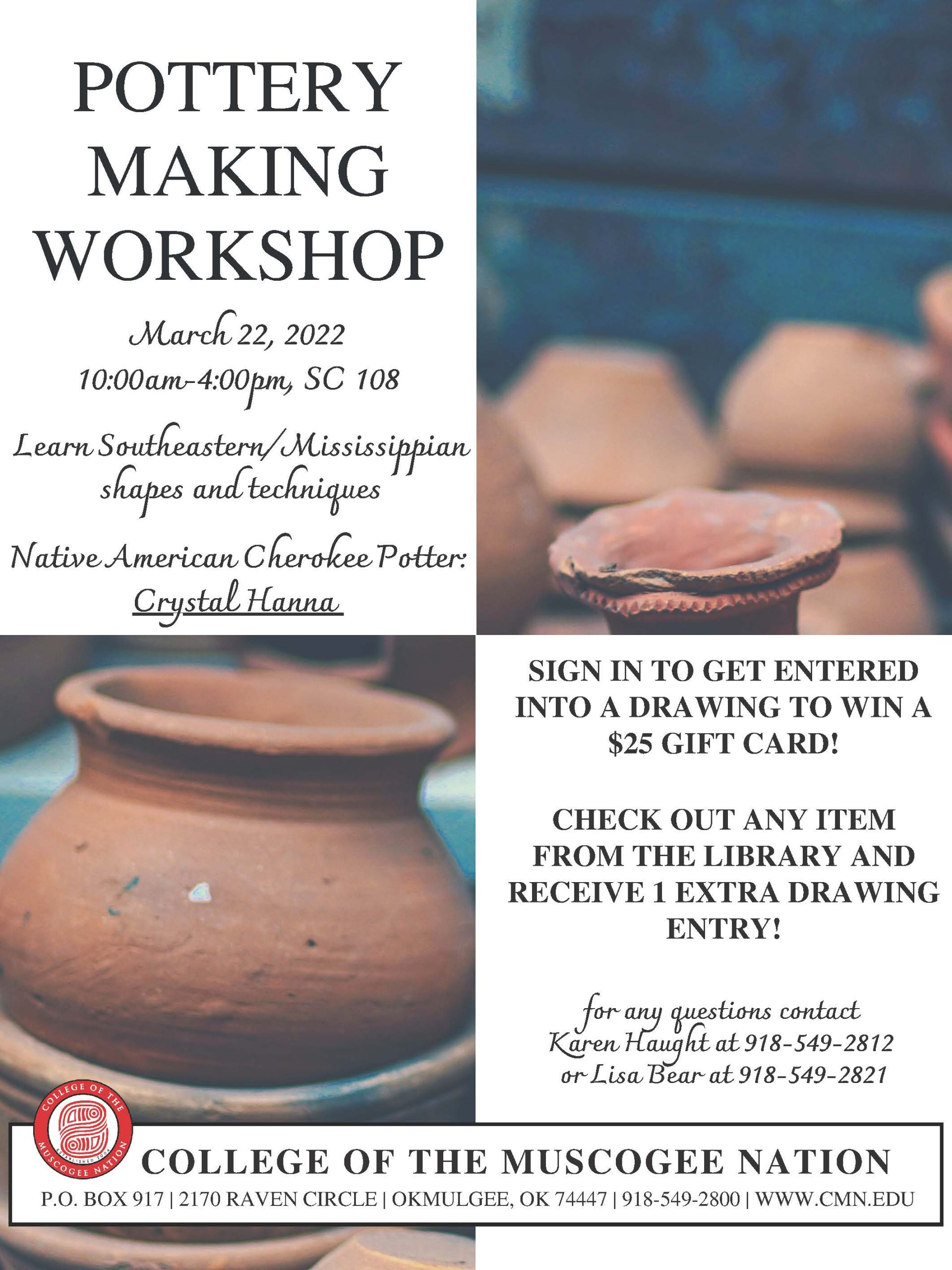 Pottery Making Workshop FlyerSP22 – The College of the Muscogee Nation